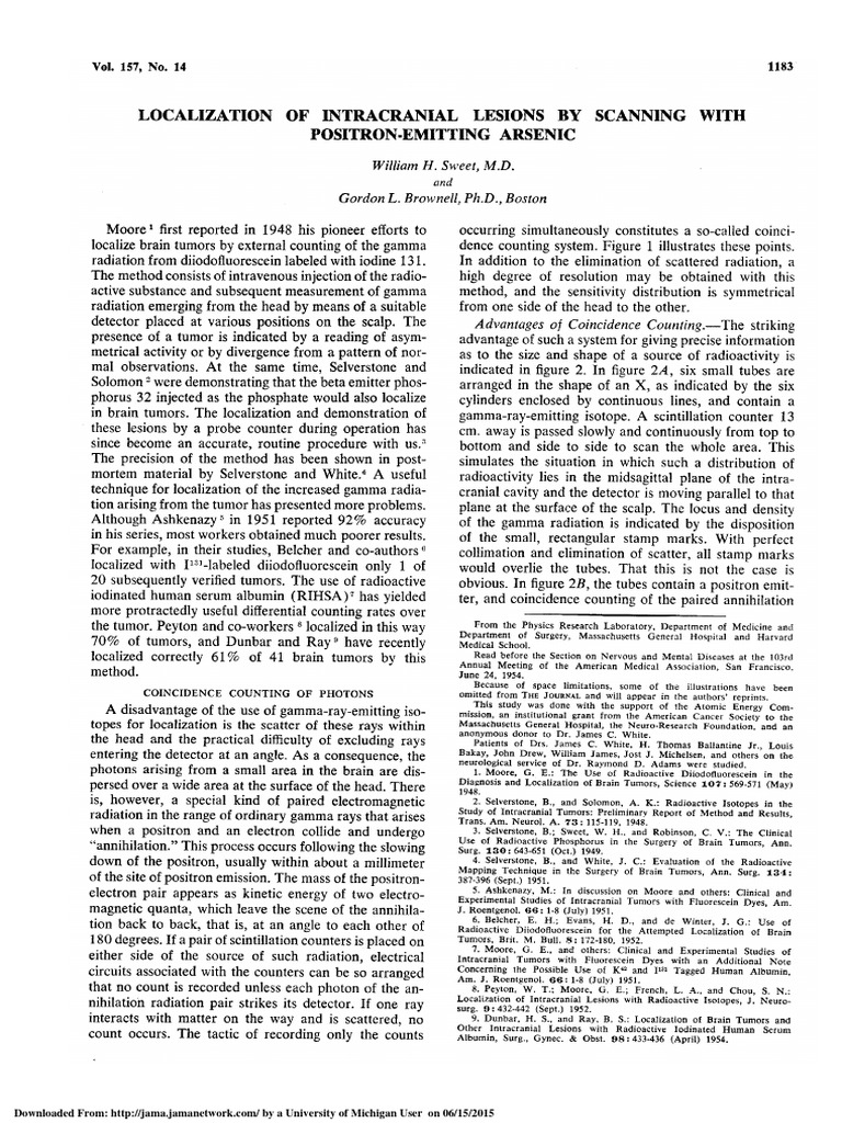 Brownell, G. and W. Sweet (1953) . | PDF | Gamma Ray | Radioactive Decay