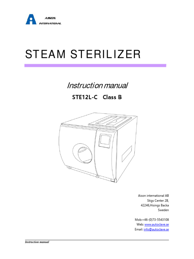 Autoclave Manual - C 12l - Aison | PDF