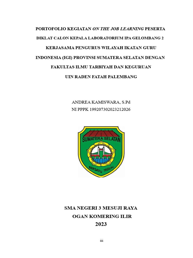 Portofolio Diklat Kepala Lab IPA | PDF | Komputer
