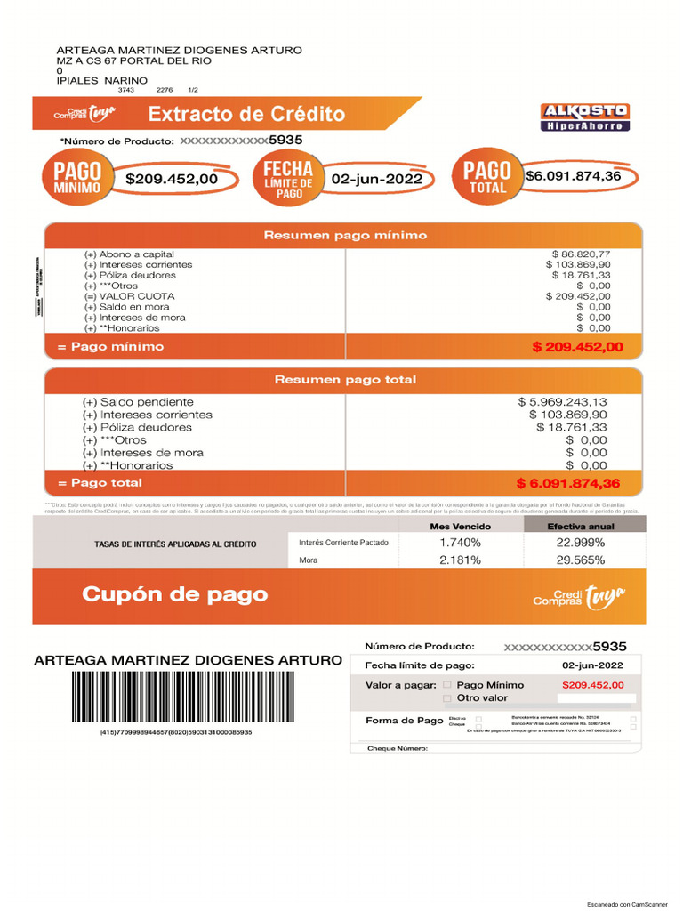 Extracto Credicompras Junio | PDF