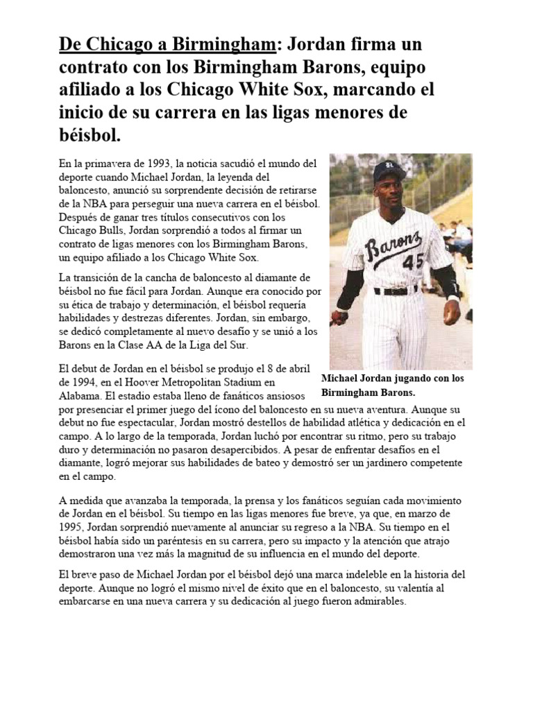Michael Jordan y su paso por el béisbol | PDF