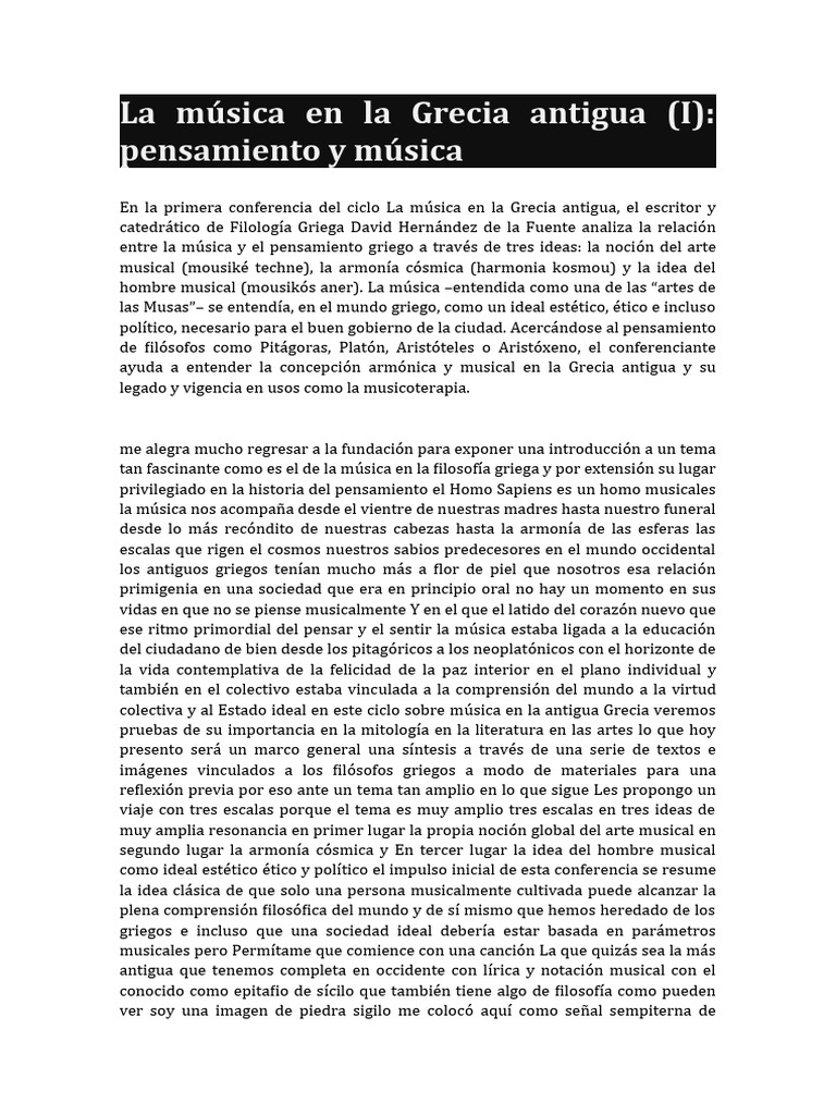 La Música en La Grecia Antigua - David Hernández de La Fuente | PDF ...