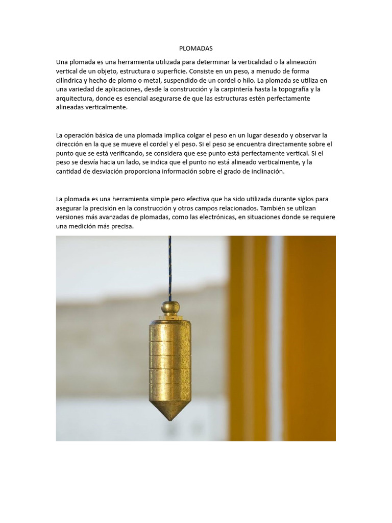 PLOMADAS | Descargar gratis PDF | Herramientas | Topografía