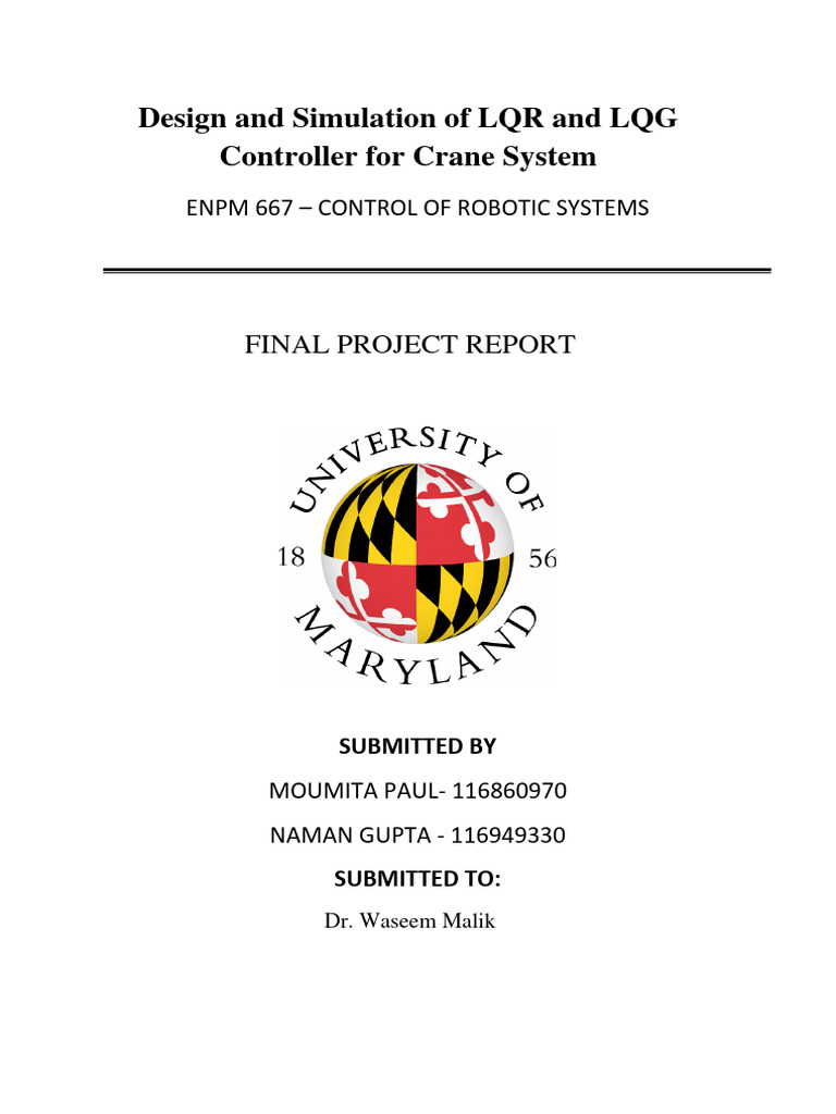 LQR and LQG Control for Crane System | PDF | Eigenvalues And ...