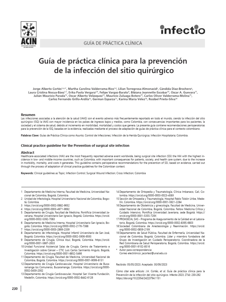 Guia de Practica Clinica para La Prevención de ISQ INFECTIO 2023 | PDF | Nutrición | Dieta y ...