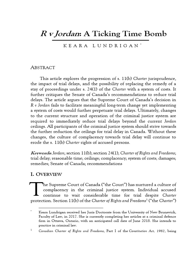 R V Jordan A Ticking Time Bomb | PDF | Legal Remedy | Damages
