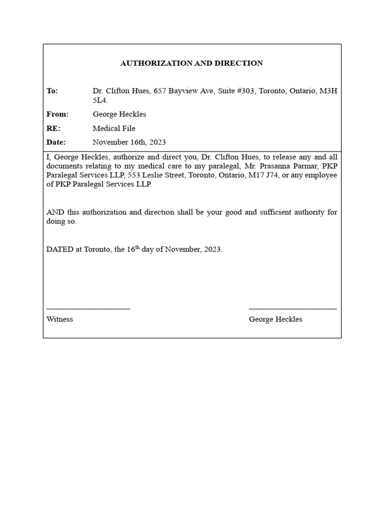 Authorization Letter Assignment | PDF