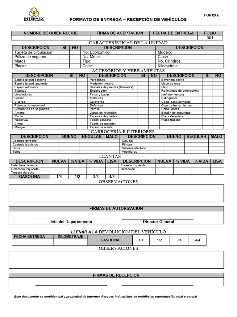 Formato Entrega-Recepción Vehículos | Descargar gratis PDF | Industria ...