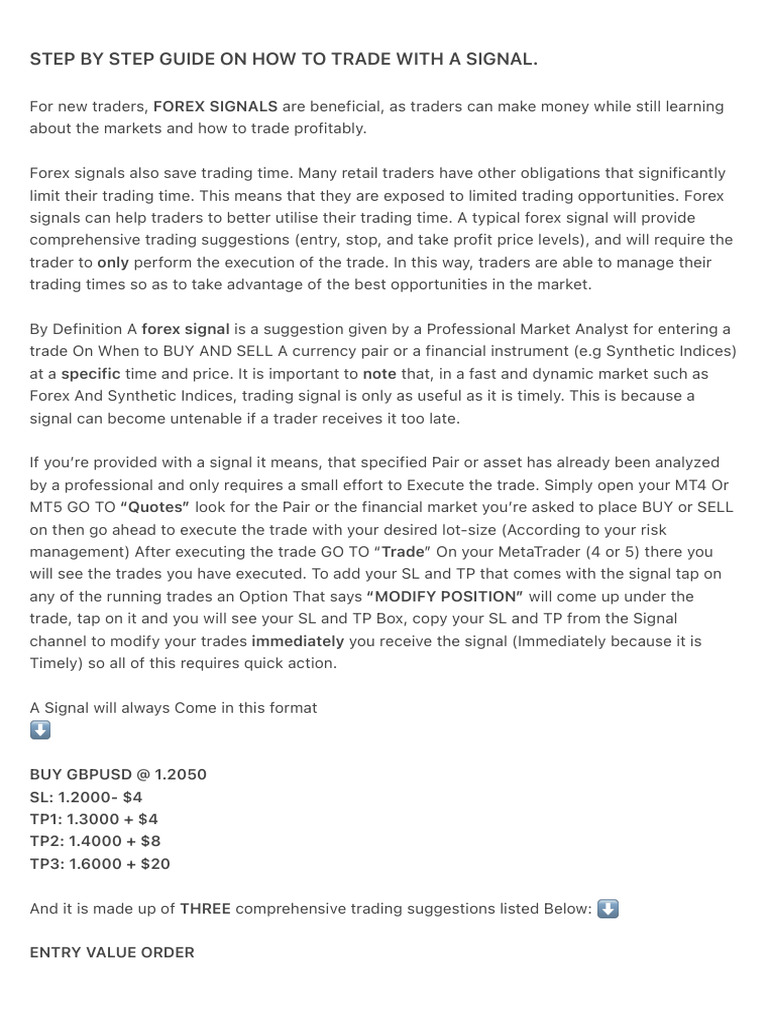 Step by Step Guide On How To Trade With A Signal. | PDF | Law