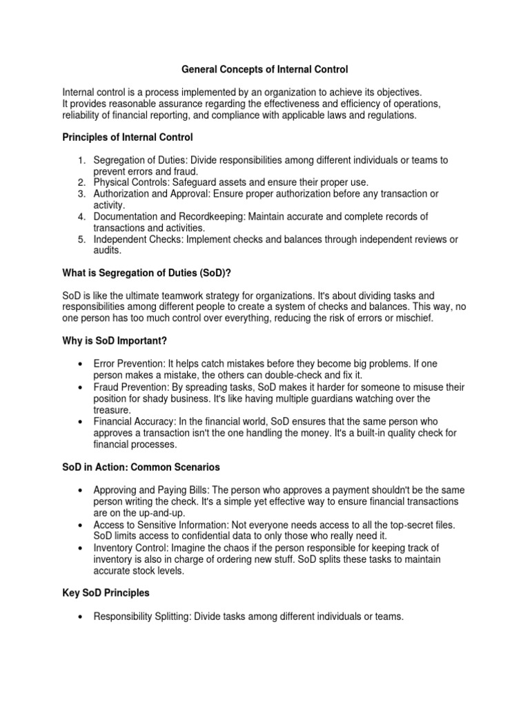 Internal Control Handout | PDF | Internal Control | Audit