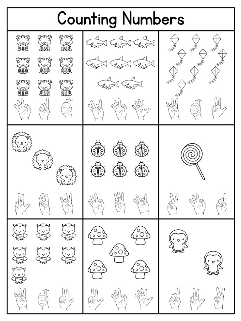 ASLCounting Number Signs Worksheet 2 | PDF
