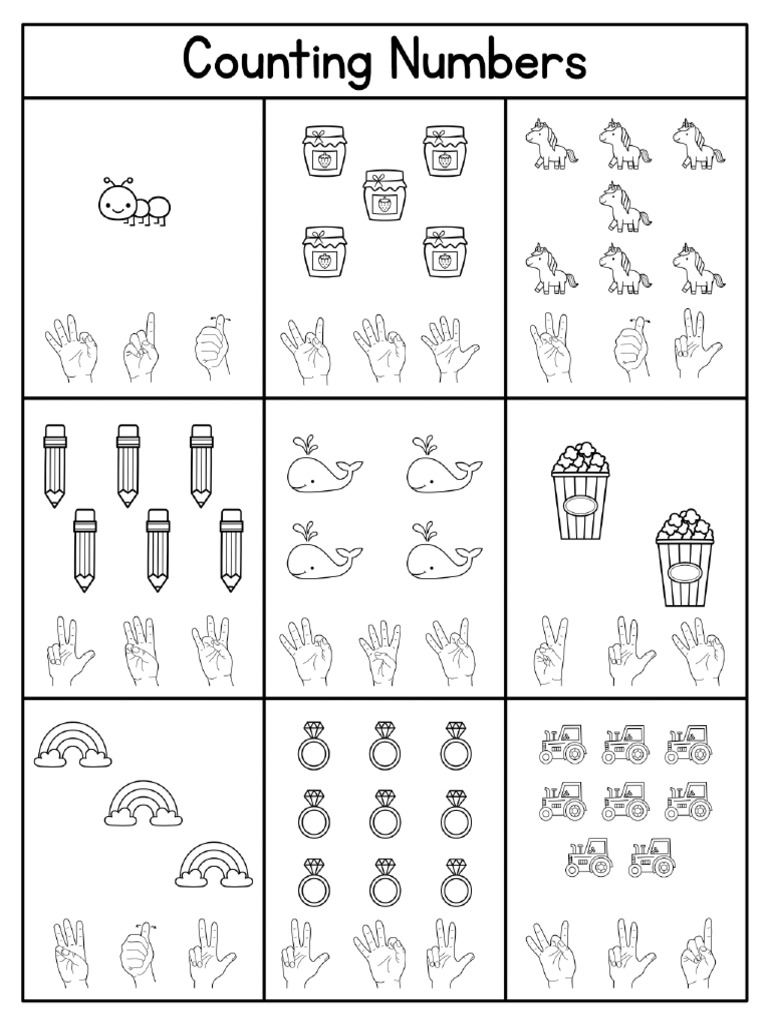 ASLCounting Number Signs Worksheet 1 | PDF