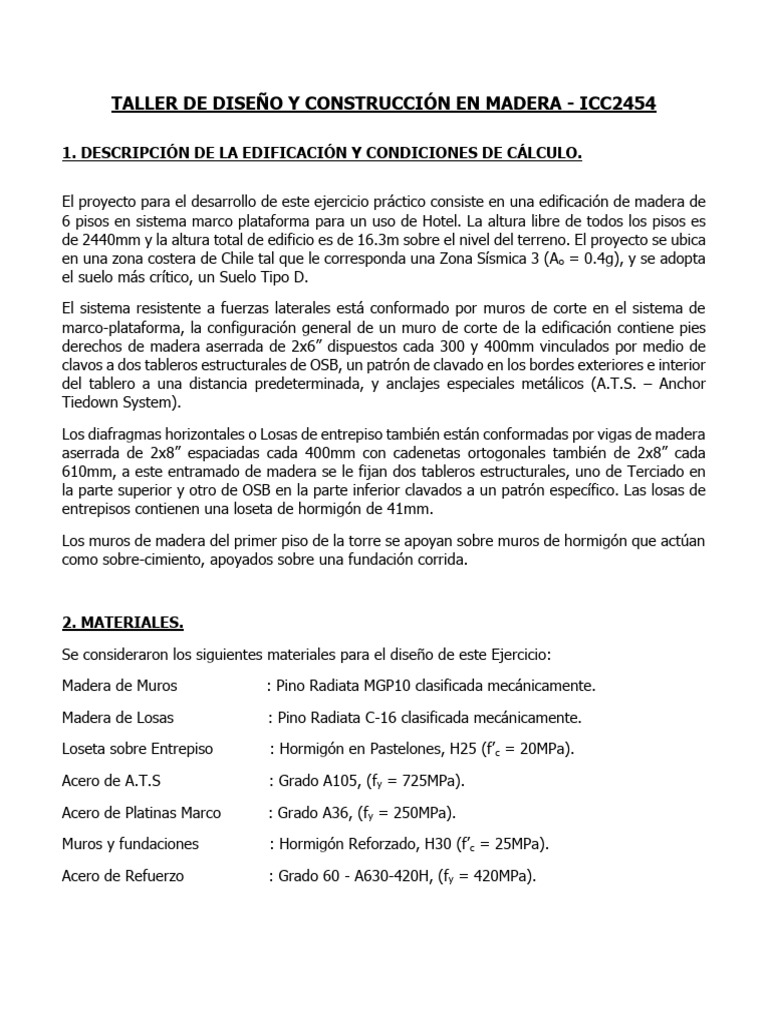 Taller - ICC2454 Vr. Final (2017.11.06) | PDF | Paneles de yeso | Materiales de construcción