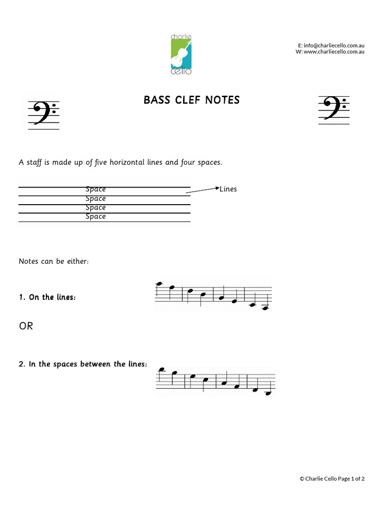 Cello Bass Clef Notes Pdf
