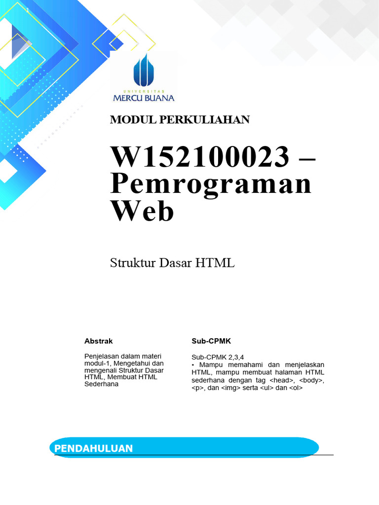 Modul 1 - Struktur Dasar HTML | PDF
