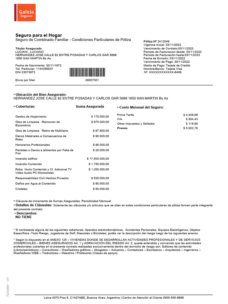 Po Liza Casa | PDF | Póliza de seguros | Seguro