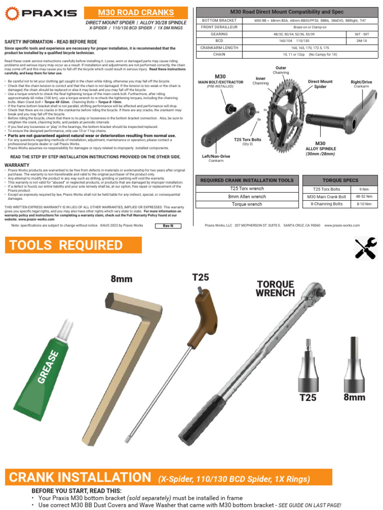 M30 Road Crank DM 1X 2X Digital Revn | PDF | Components | Human Powered ...