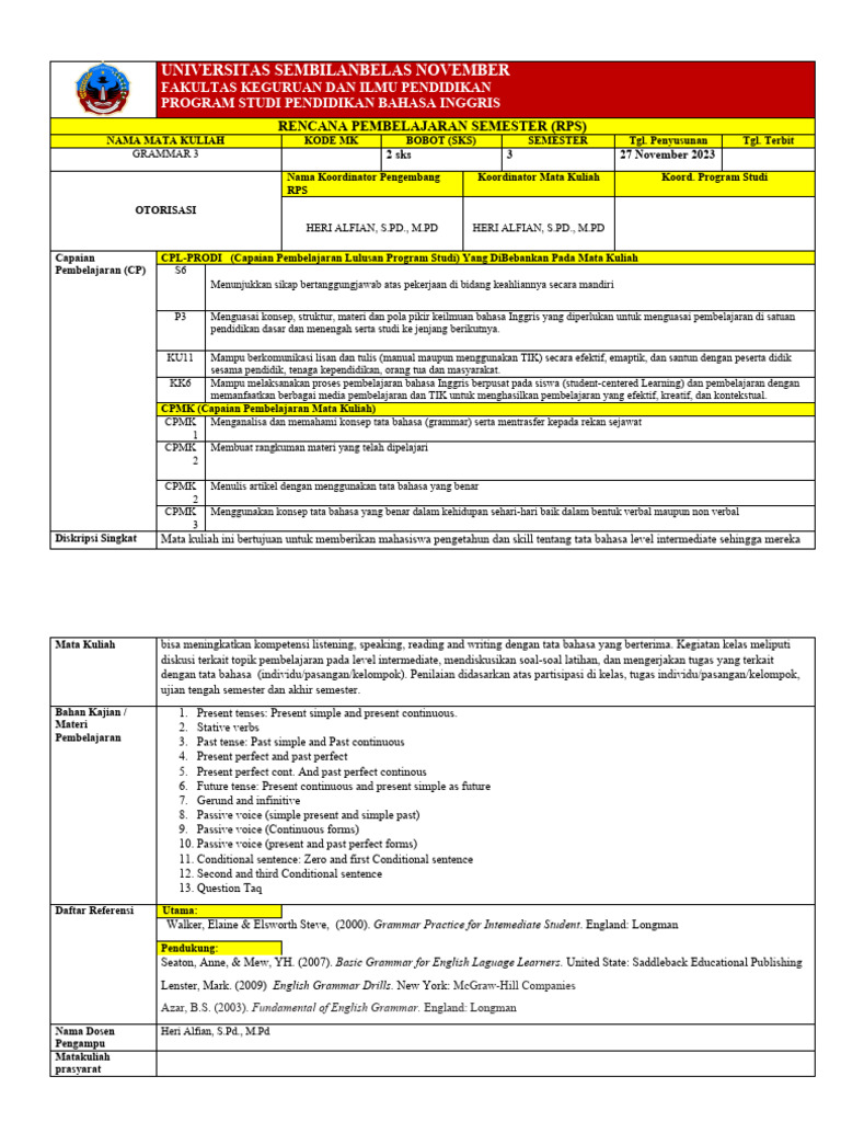 RPS Intermediate Grammar | PDF