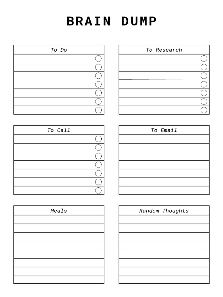 Brain Dump Template Overview | PDF