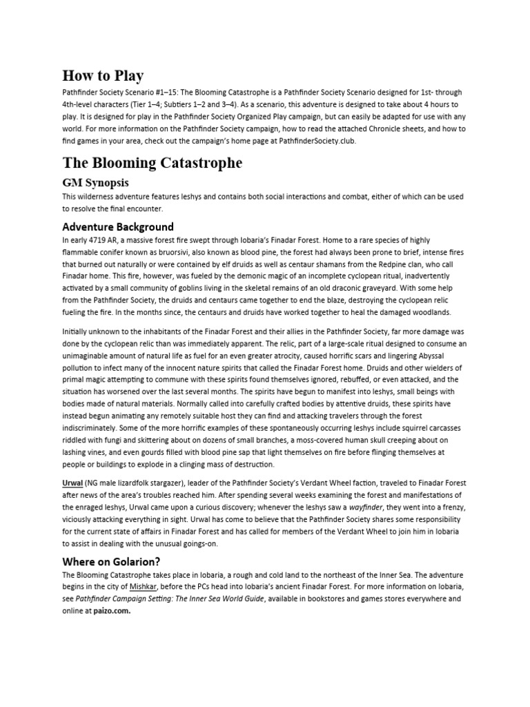 How To Play: GM Synopsis | PDF