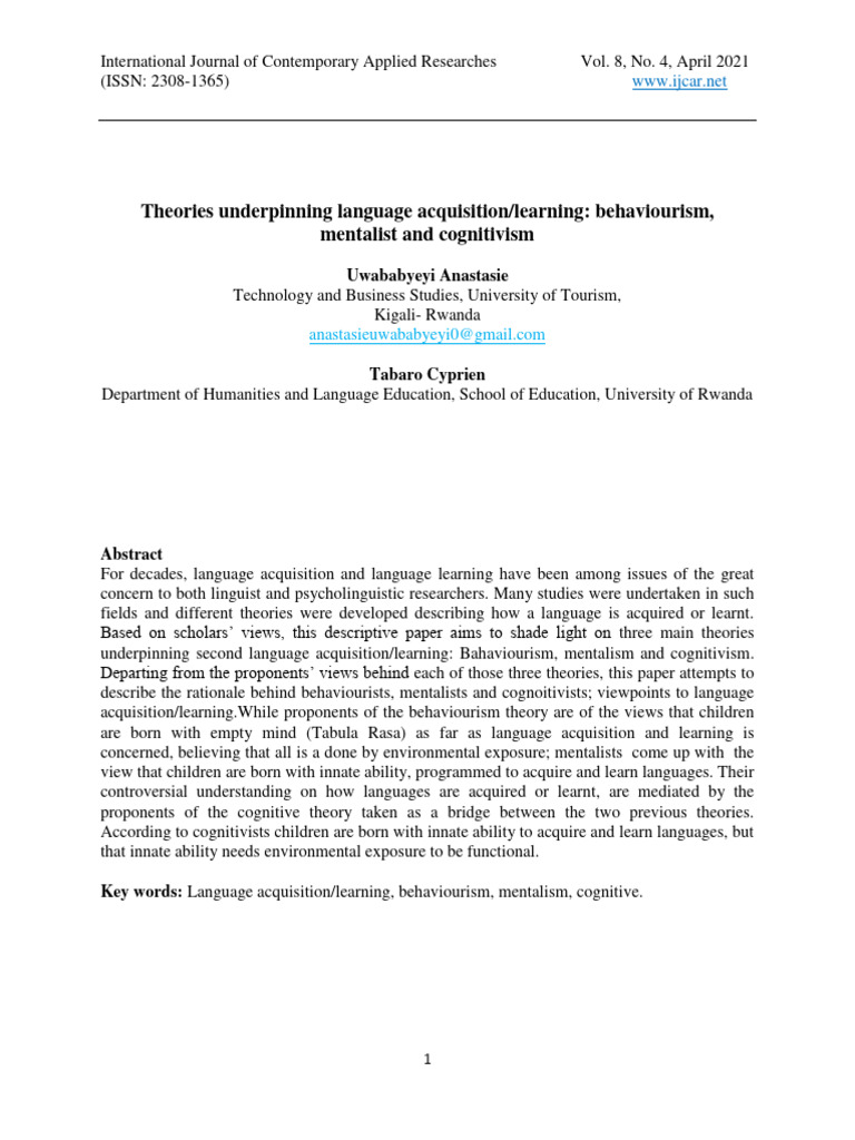 Language Learning Theories Explained | PDF | Second Language Acquisition | Language Acquisition