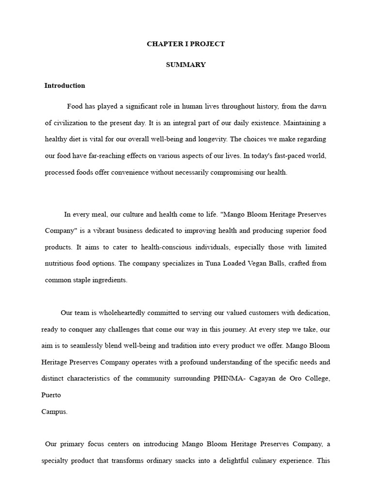 Project Summary Final | Download Free PDF | Food And Drink