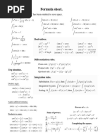 Calculus Formula Sheet | PDF | Derivative | Mathematical Relations
