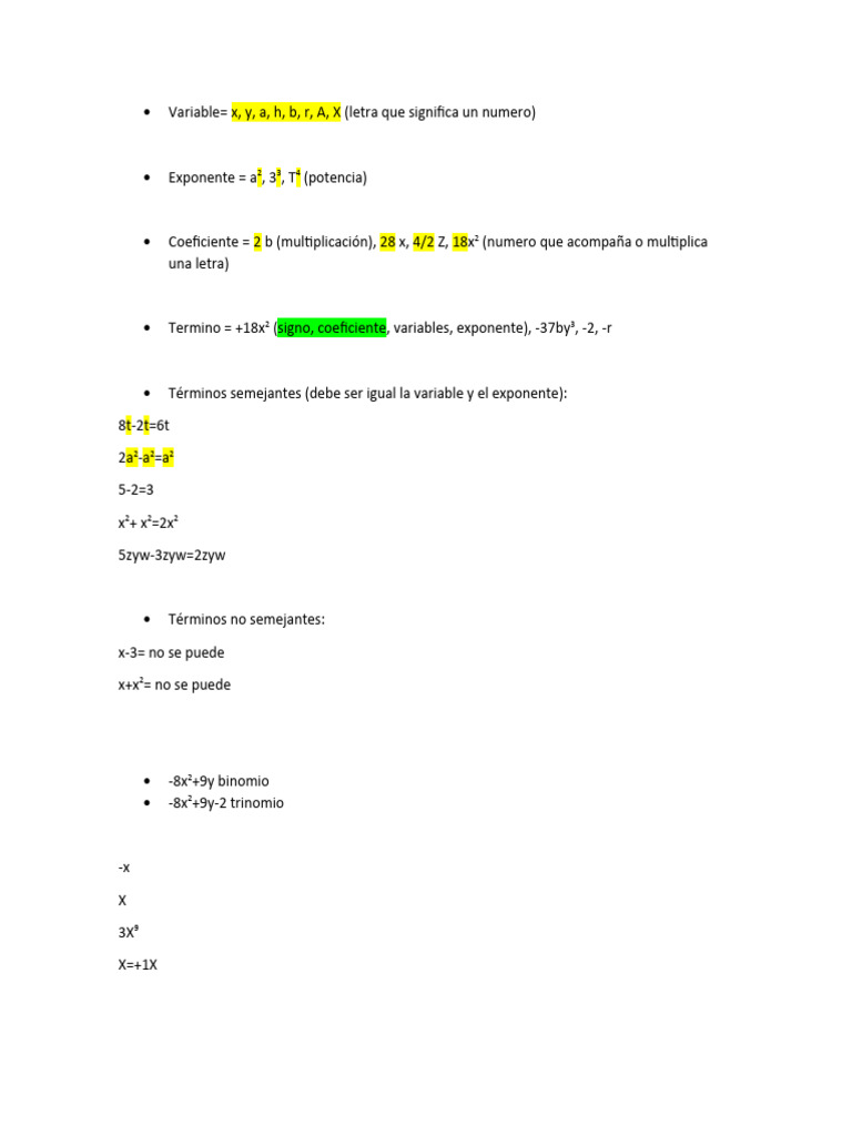 Algebra | PDF | Exponenciación | Multiplicación