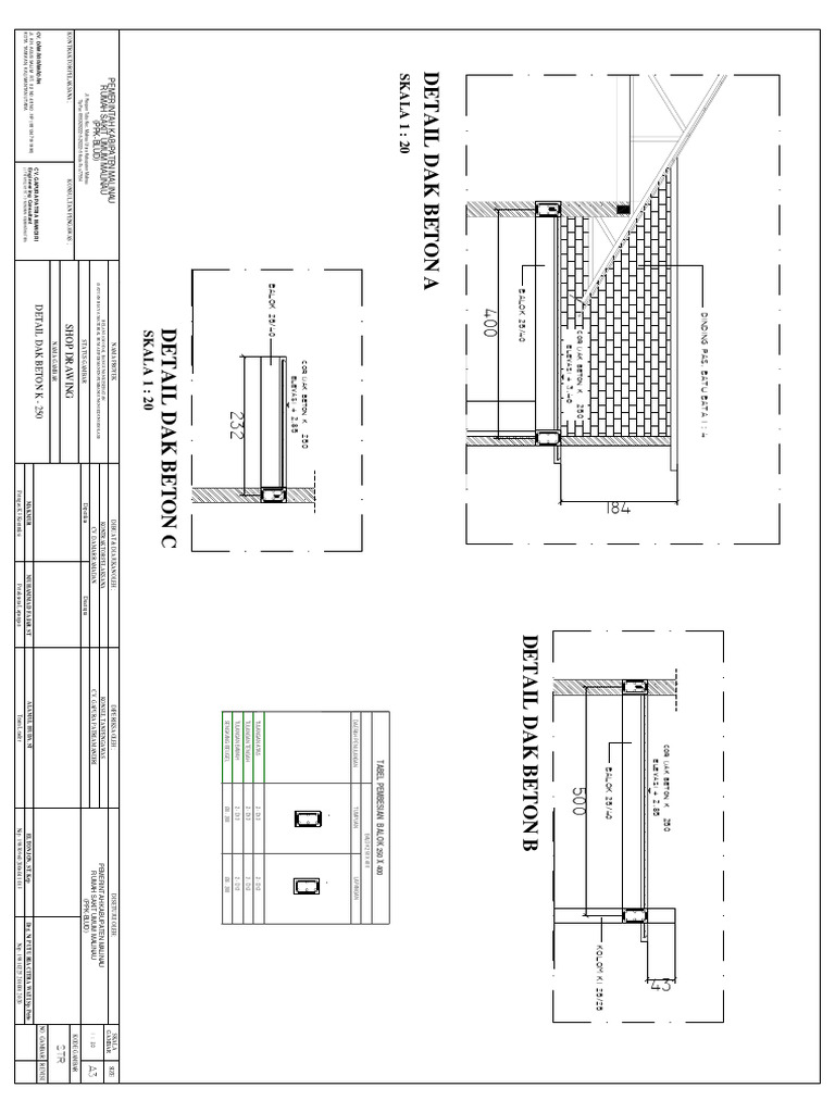 Detail Struktur Dak Beton K-250 | PDF