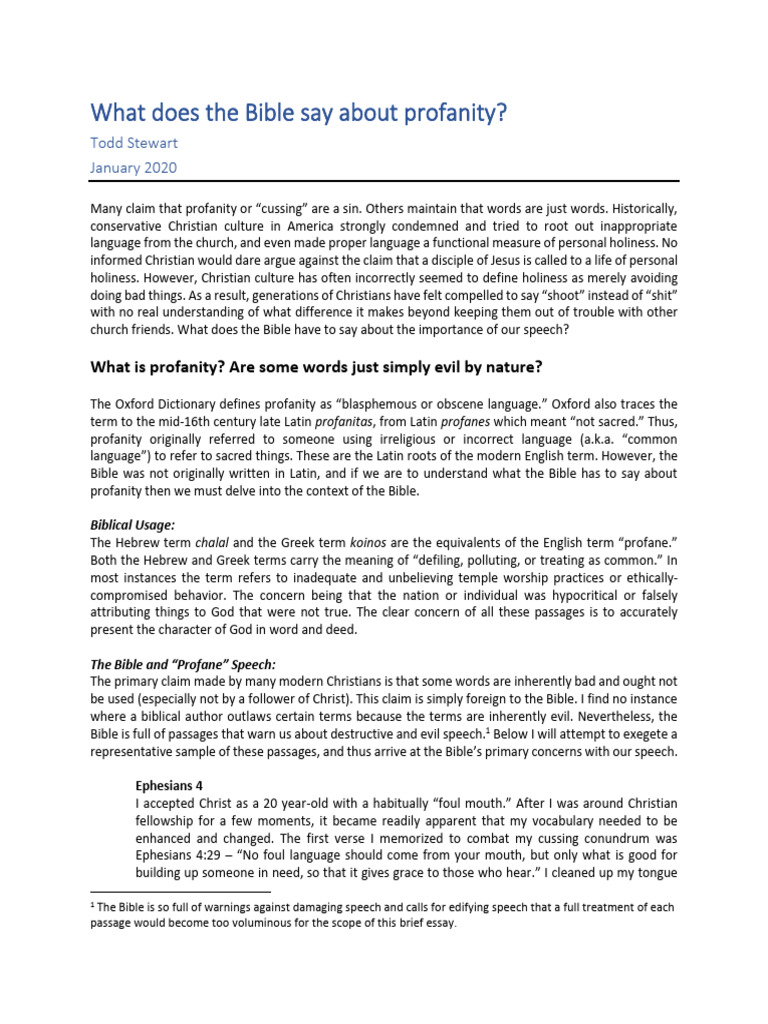 The Bible Profanity | PDF | Profanity | Paul The Apostle