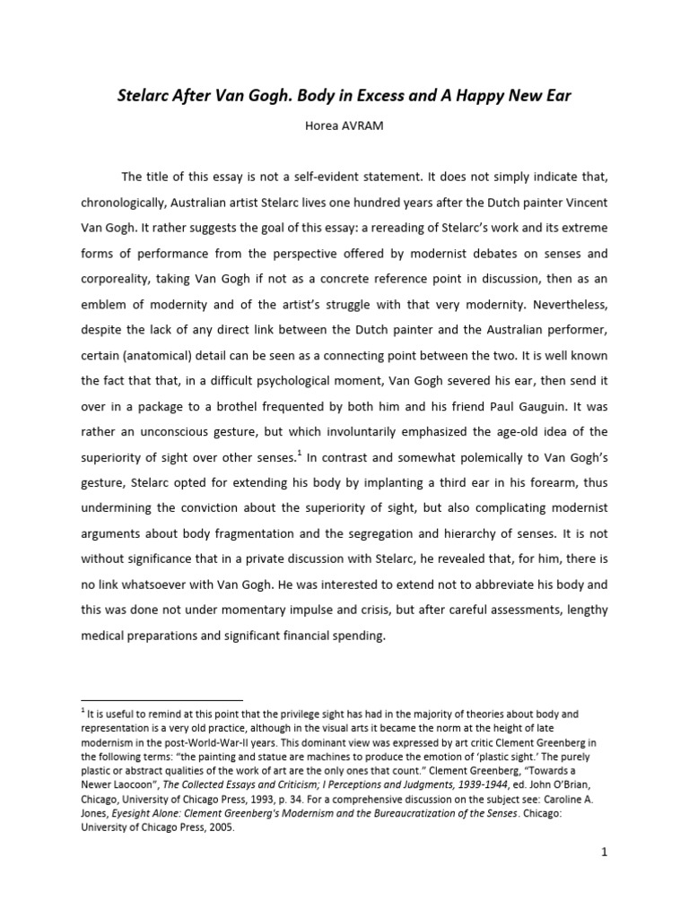 Stelarc After Van Gogh Body in Excess A | PDF