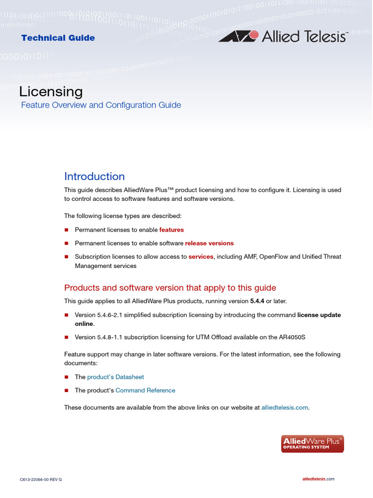 Licensing Feature Overview Guide | PDF | Booting | Command Line Interface