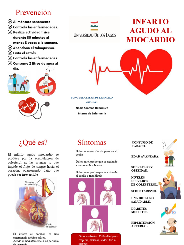 Triptico Infarto Agudo Al Miocardio | PDF | Infarto de miocardio | Salud pública