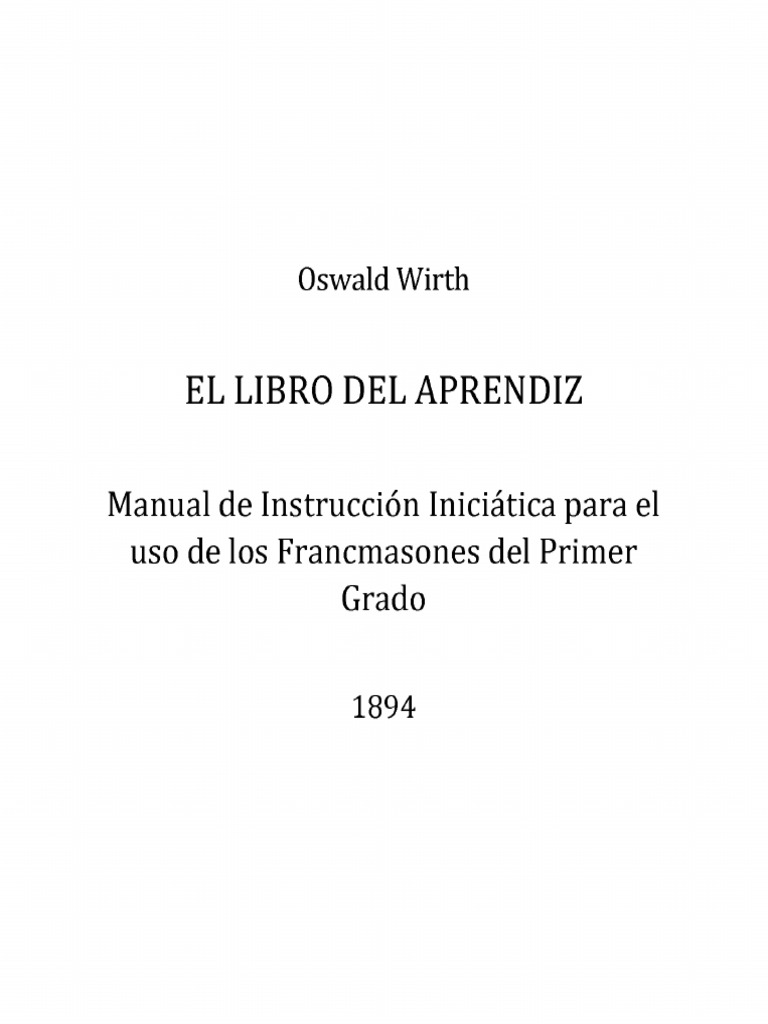 ocr EL LIBRO DEL APRENDIZ OSWALD WIRTH | PDF | Masonería | Alquimia