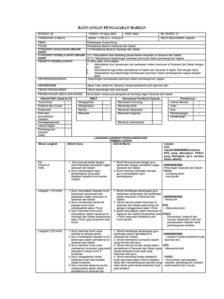RPH 3 Delima Rabu | PDF