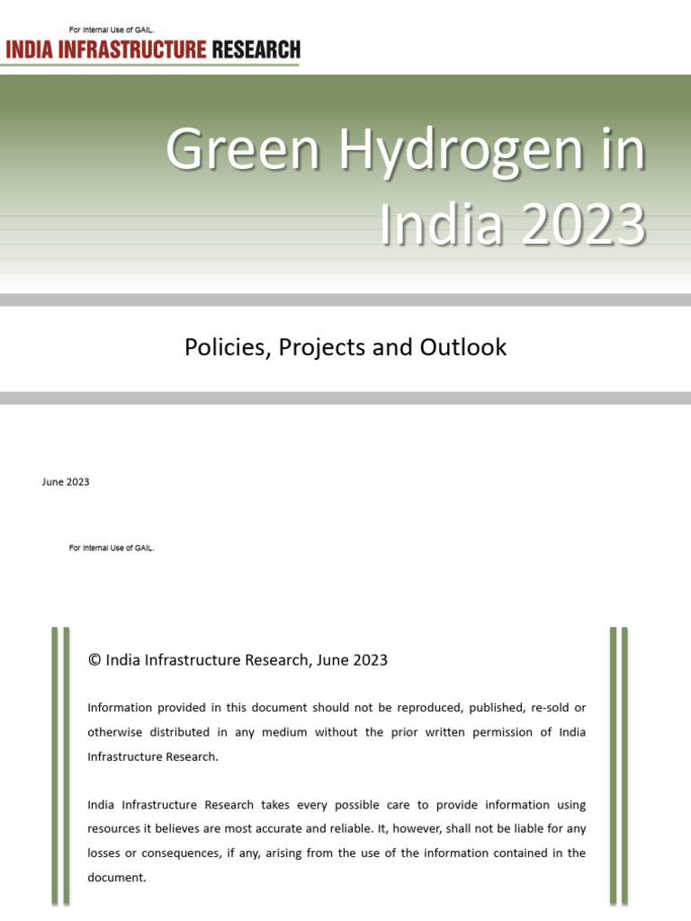 Pdfs 1696407815-GREEN HYDROGEN IN INDIA 2023 Report | PDF | Renewable Energy | Energy Storage