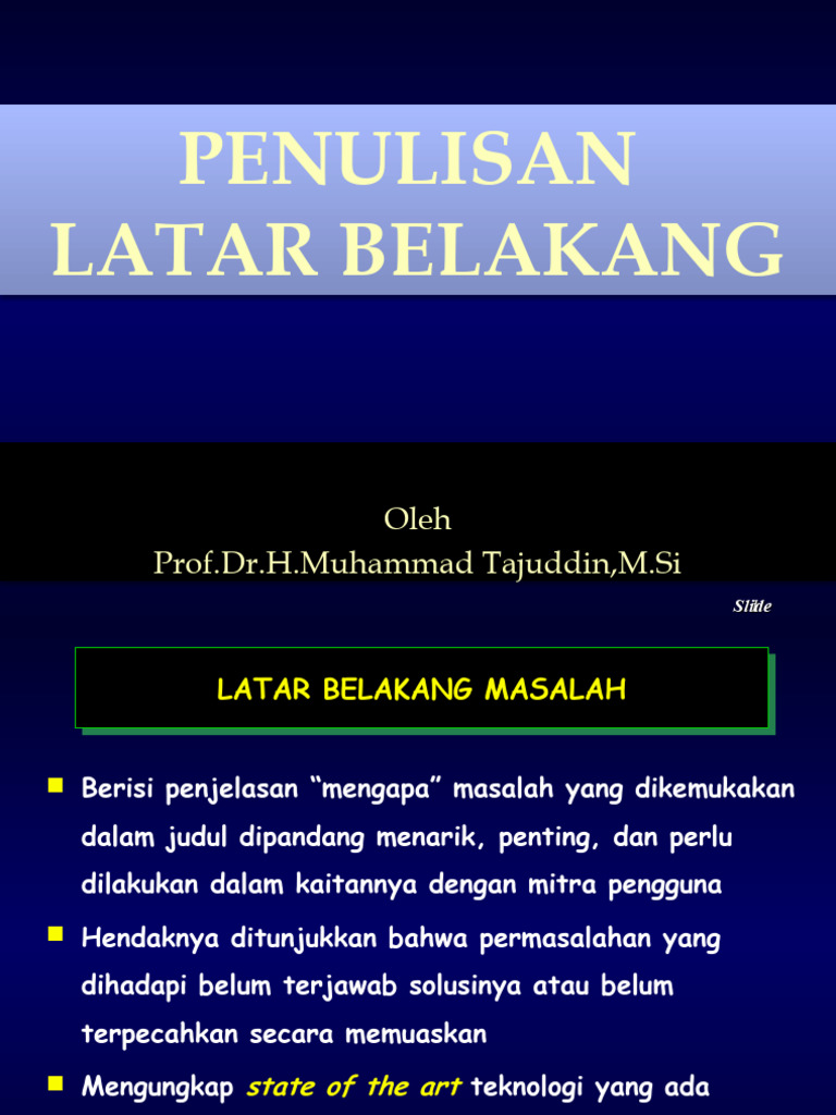 Penulisan Latar Belakang | PDF