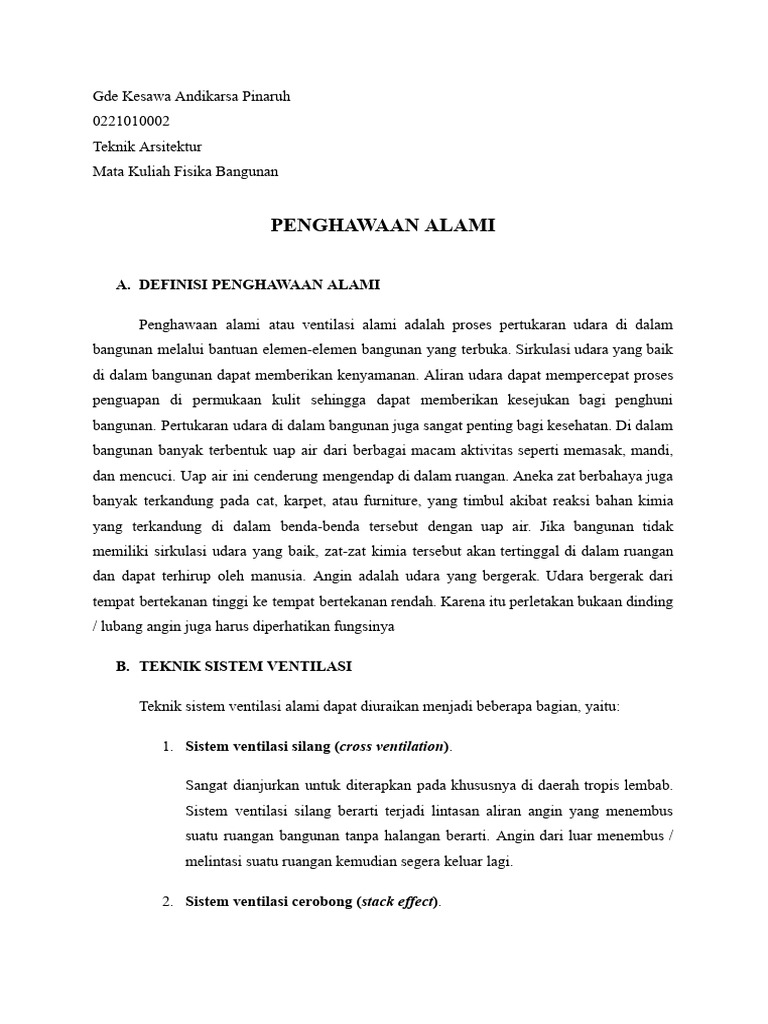 Penghawaan Alami Fisika Bangunan Kswap-2 | PDF