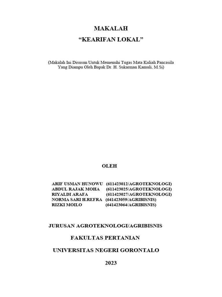 Makalah Kearifan Lokal (KLMPK 3) | PDF