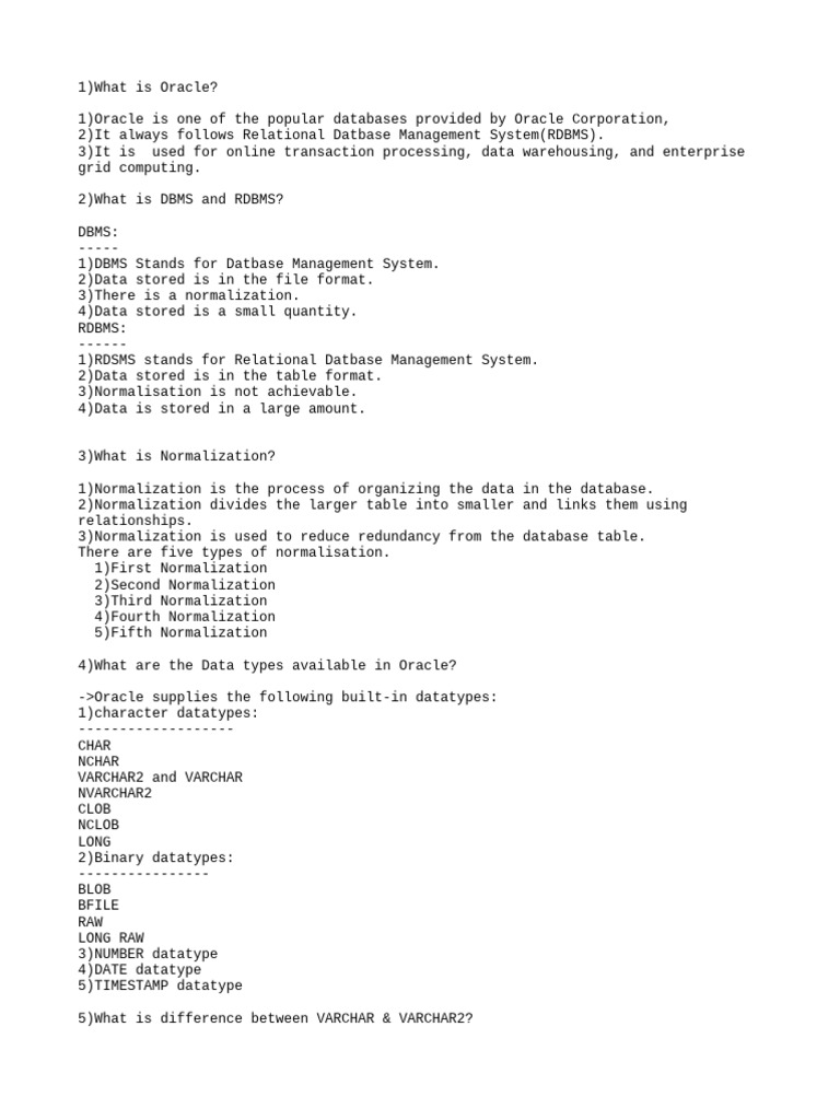Oracle Answers FirstDay | PDF | Databases | Information Technology