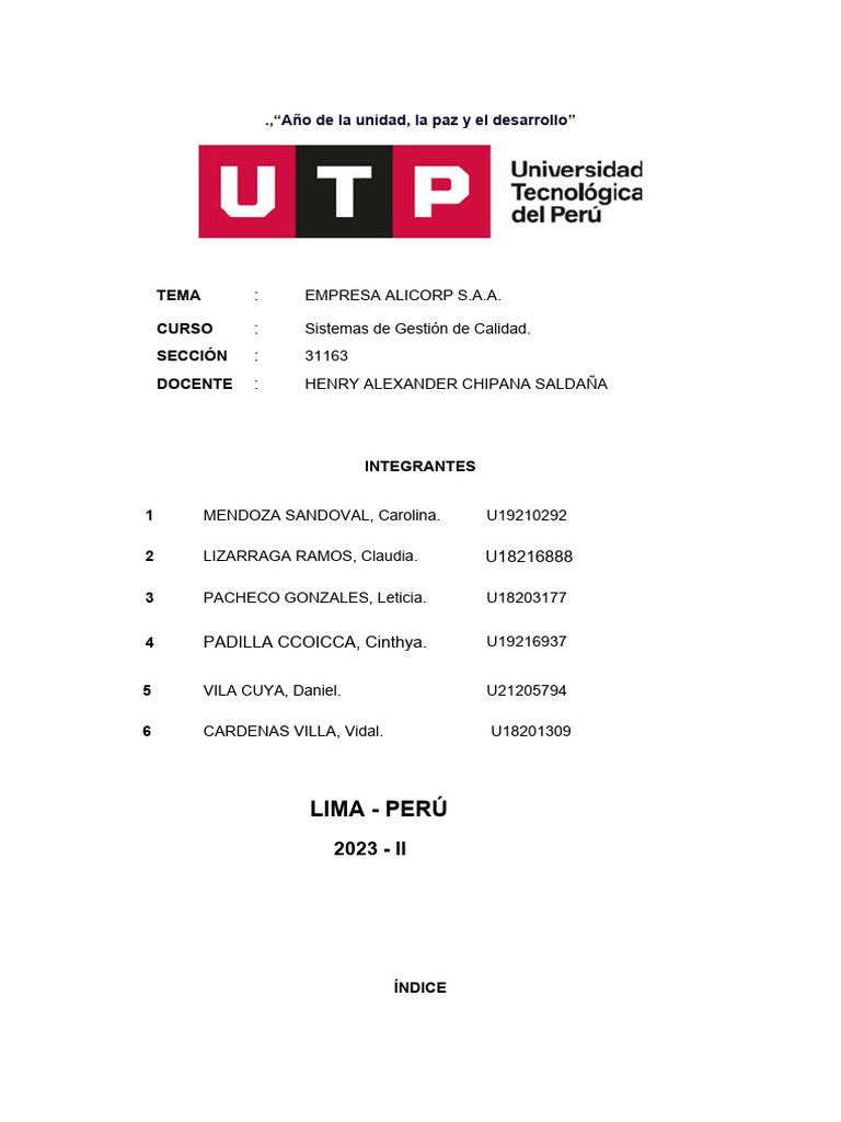 Análisis de Calidad en Alicorp S.A.A. | PDF | Calidad (comercial) | Business