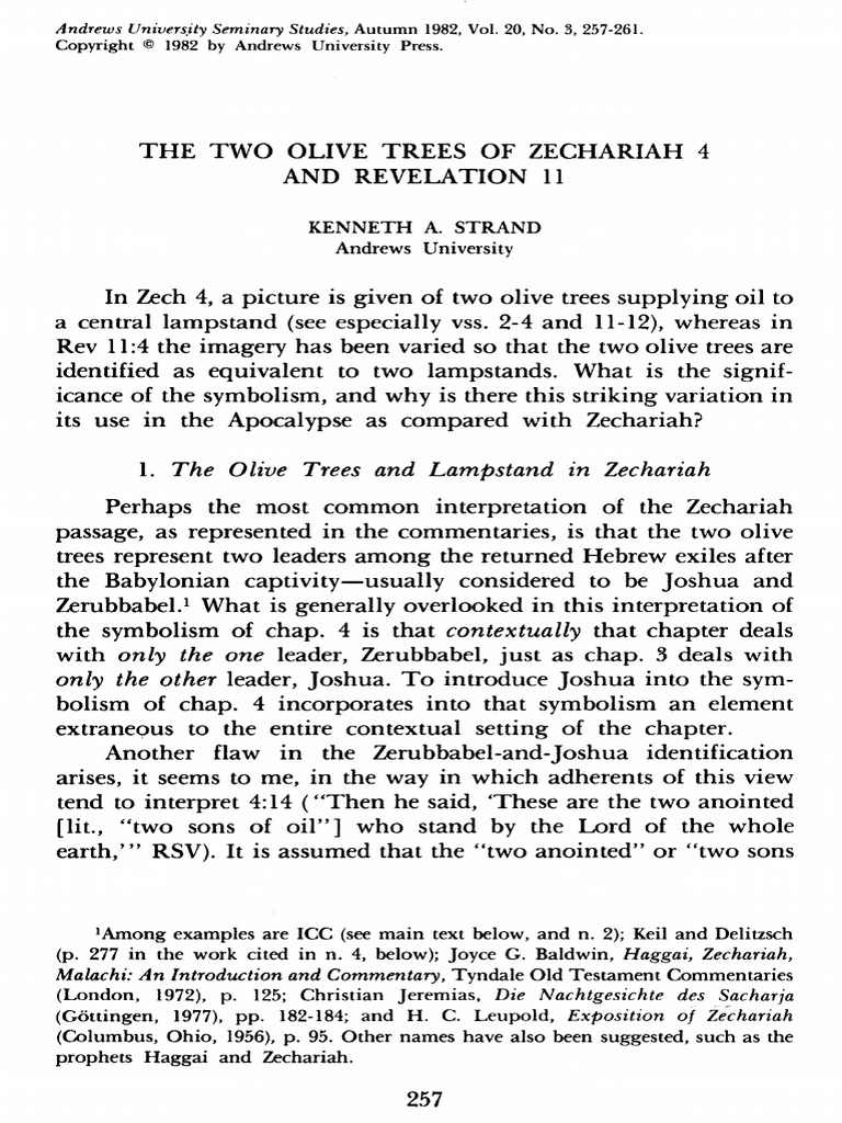 The Two Olive Trees of Zechariah 4 and Revelation 11 | PDF | Book Of Zechariah | Prophecy