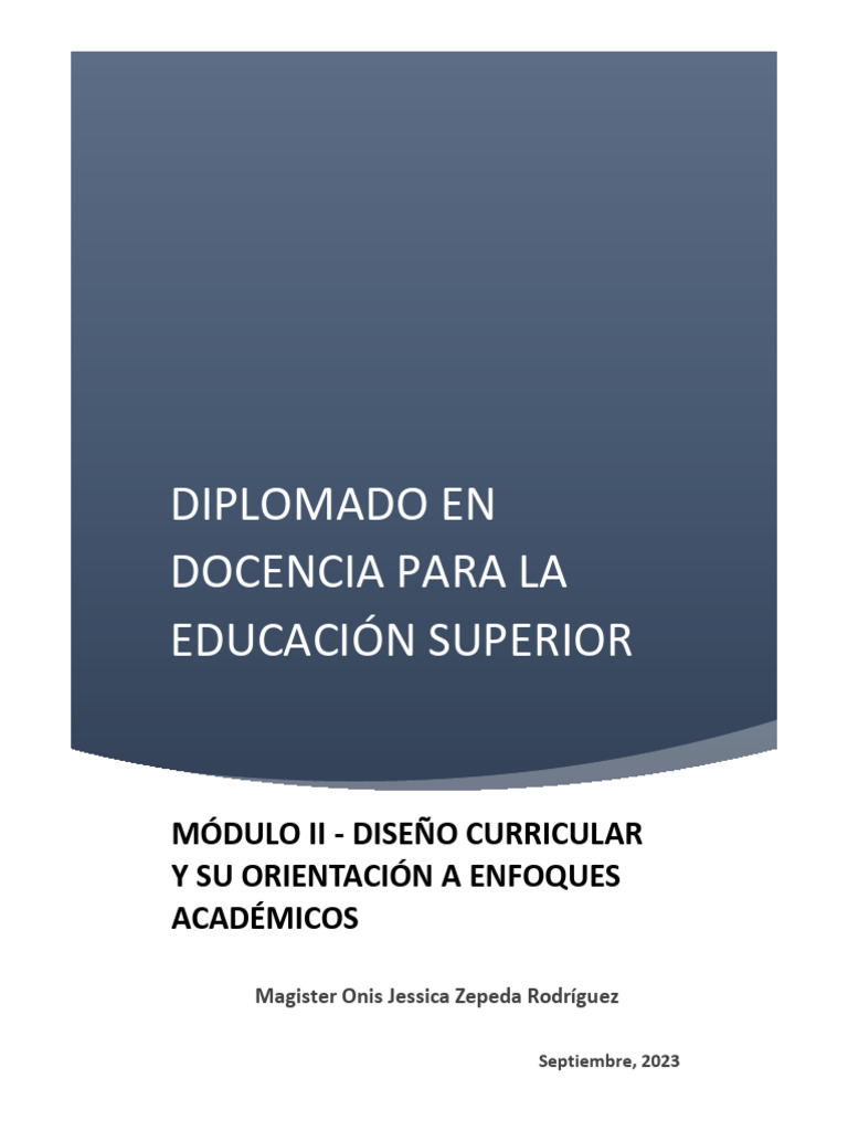 Manual Módulo II Diseño Curricular Teorias y Su Orientación A Enfoques Académicos | PDF | Plan ...