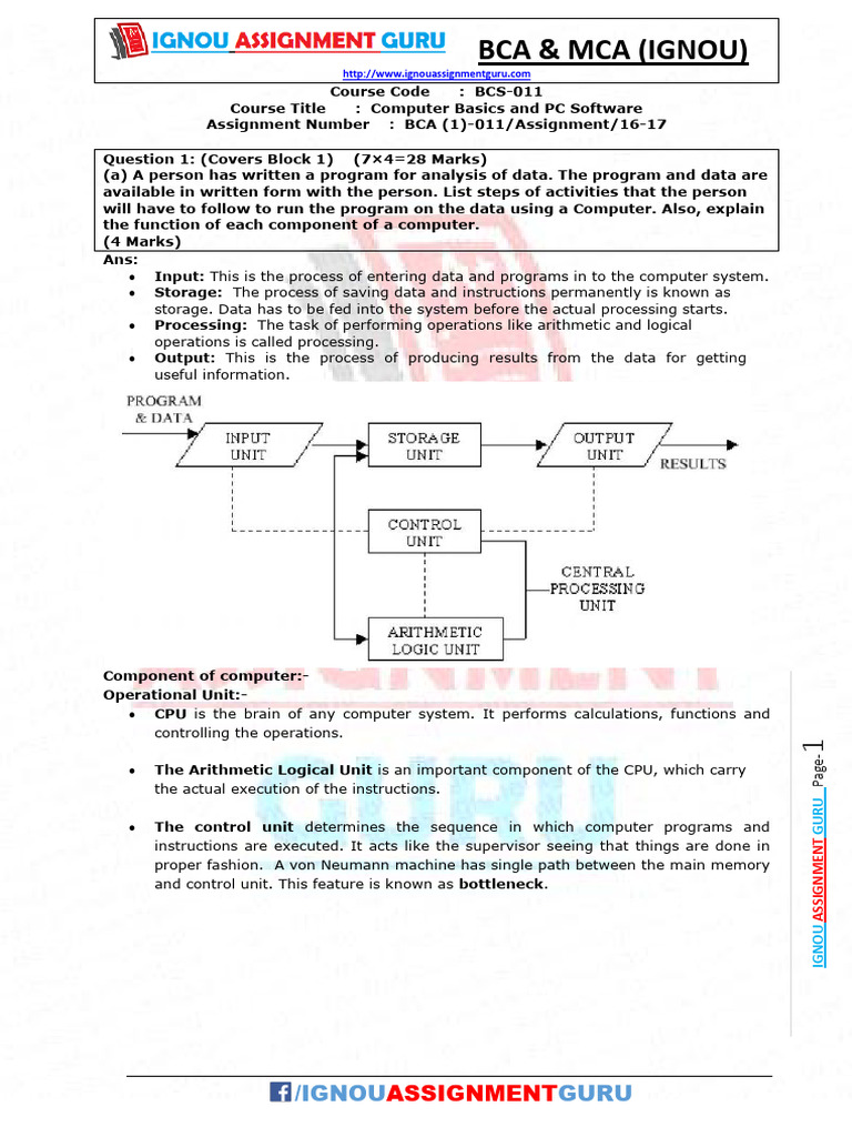 Bcs011 Notes | PDF | Printer (Computing) | Random Access Memory