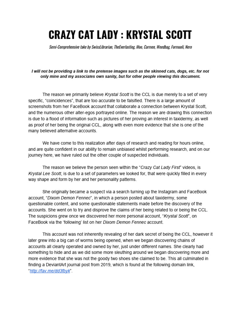 Crazy Cat Lady Krystal Scott | PDF