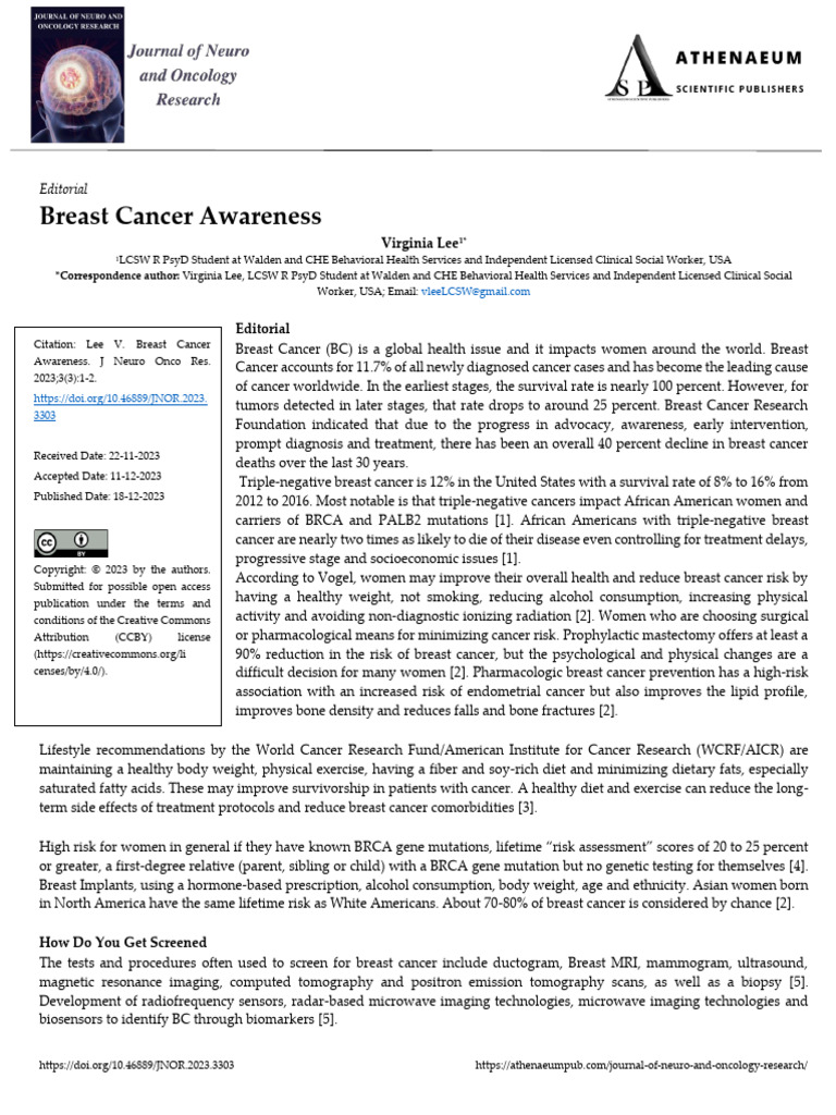 Breast Cancer Awareness | PDF | Cancer | Medical Imaging