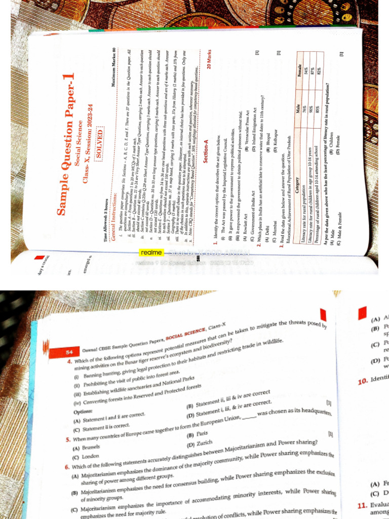 Board Sample Paper 2023-24 Social PDF | PDF