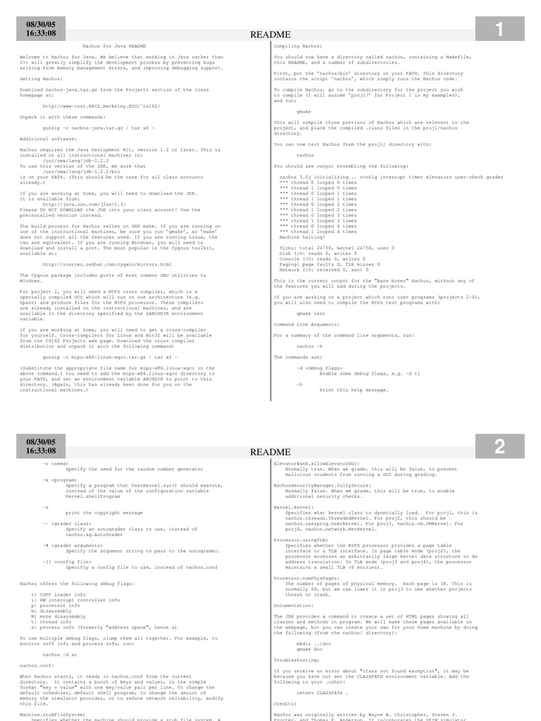 Nachos Java Reader | PDF | Thread (Computing) | Integer (Computer Science)