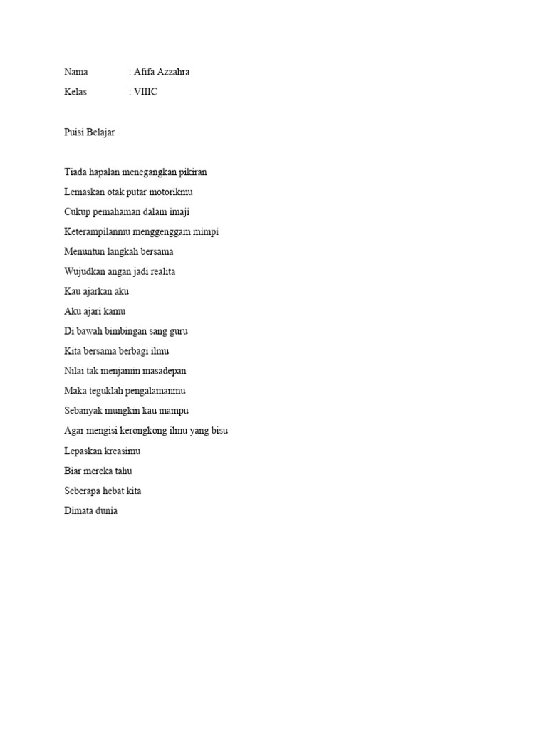 Puisi Merdeka Belajar | PDF | Puisi