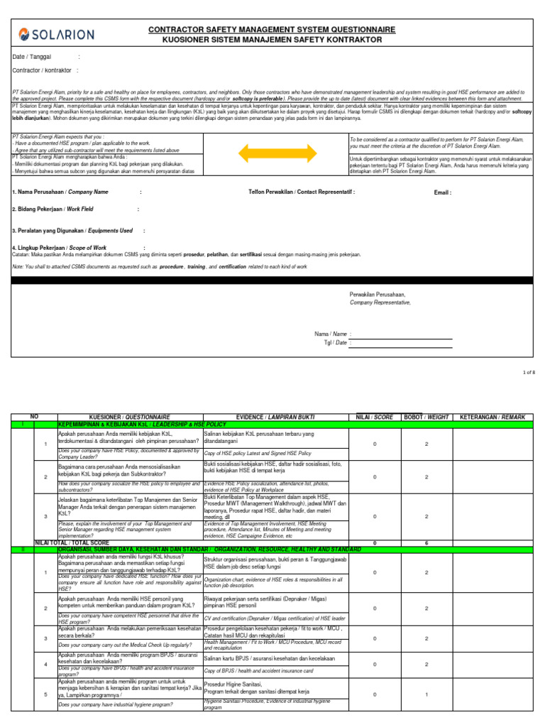 F-Hse-Sol-01-01 Form CSMS - Rev 01 | PDF